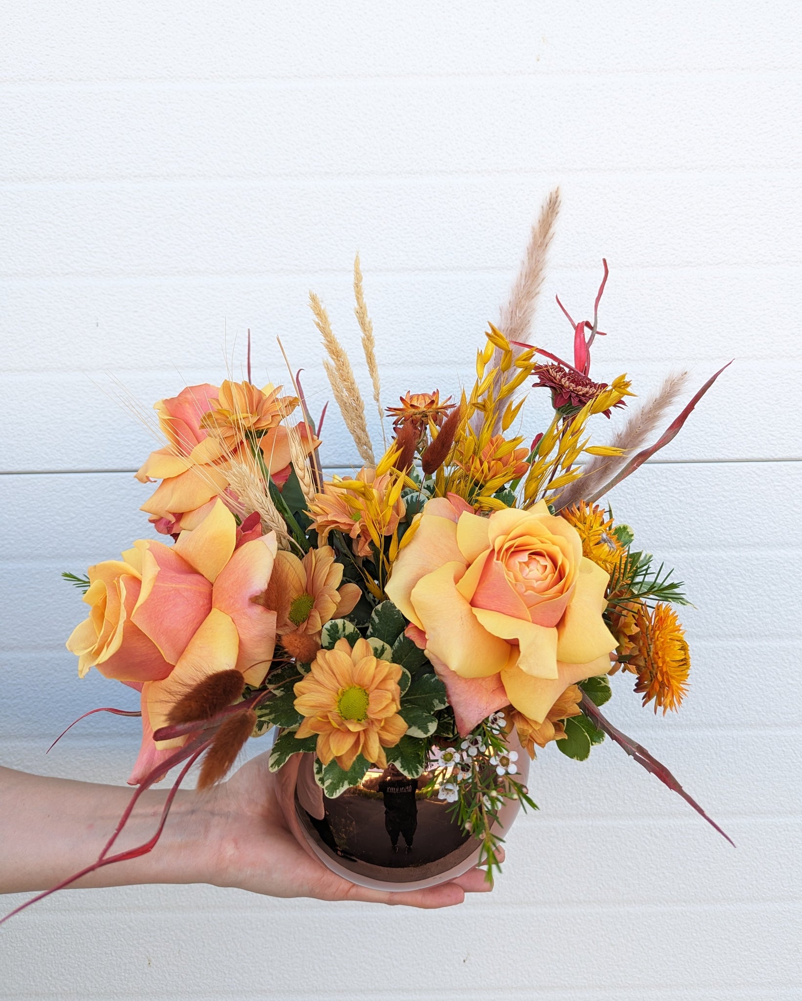 Copper Autumn Vase Arrangement – Beaudry Flowers