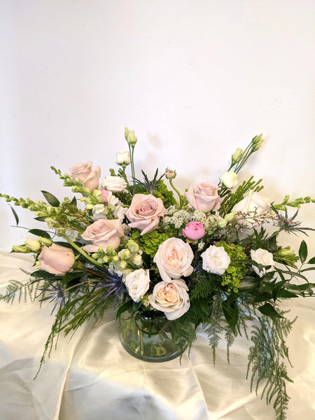 Soft Pastels Low Table Piece – Beaudry Flowers