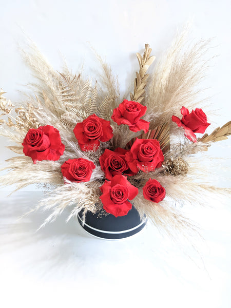 Red & Gold Preserved Flower Box – Beaudry Flowers